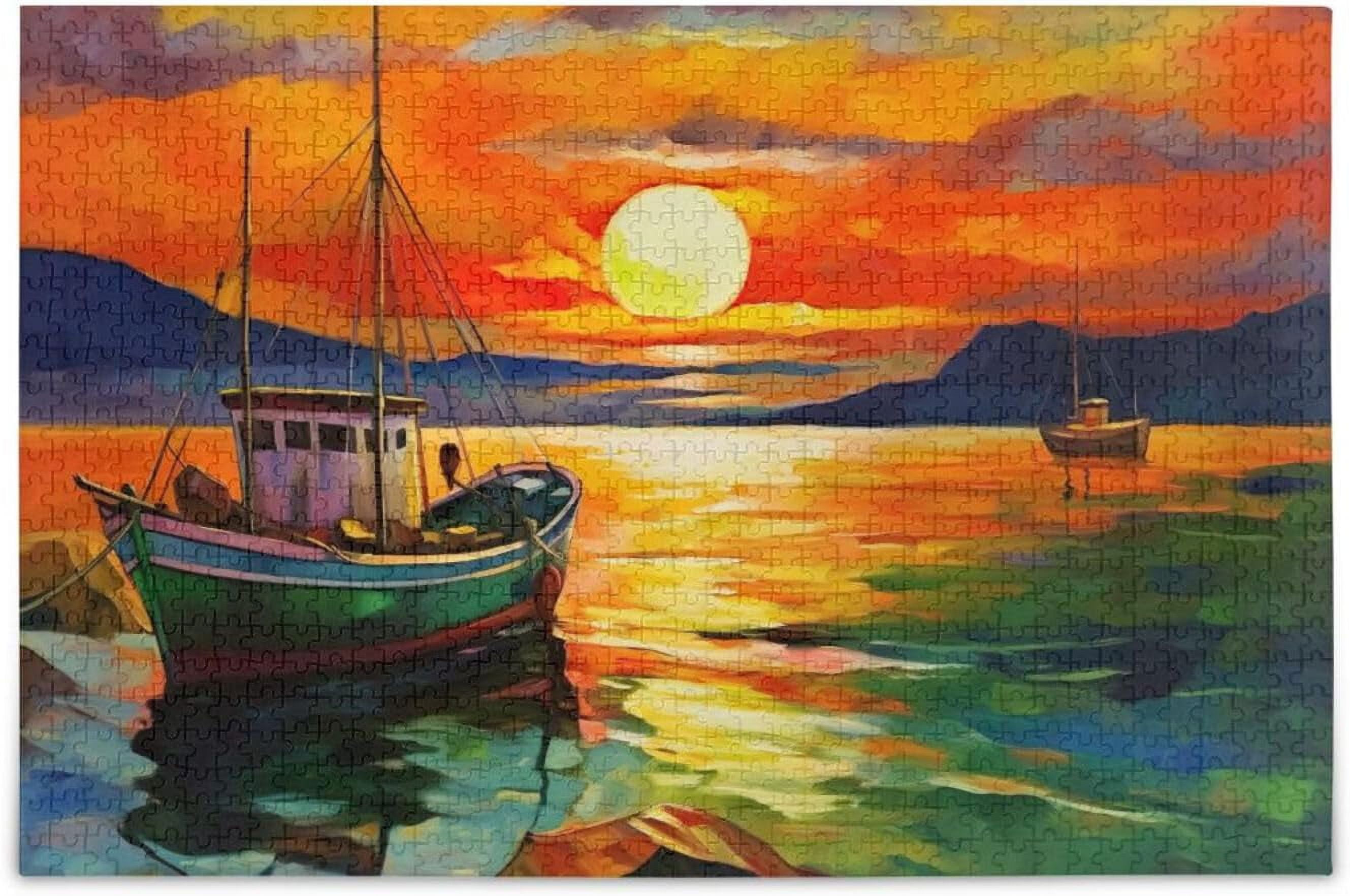 Fishing Boat Painting Jigsaw Puzzles for Adults 500 Pieces, Puzzles for ...