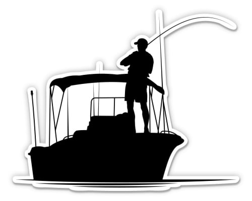 Fishing Boat Rods Fisherman - 5" Vinyl Sticker - For Car Laptop I-Pad ...