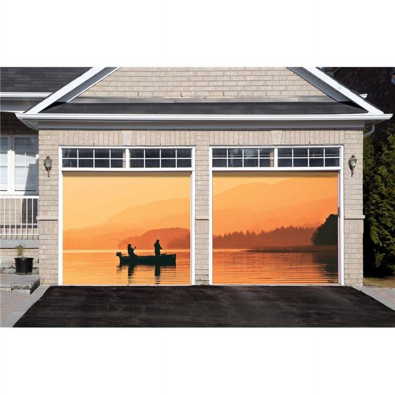 Fishing Boat Sunset - Nature 7 ft. x 8 ft. Split Garage Door Decor ...