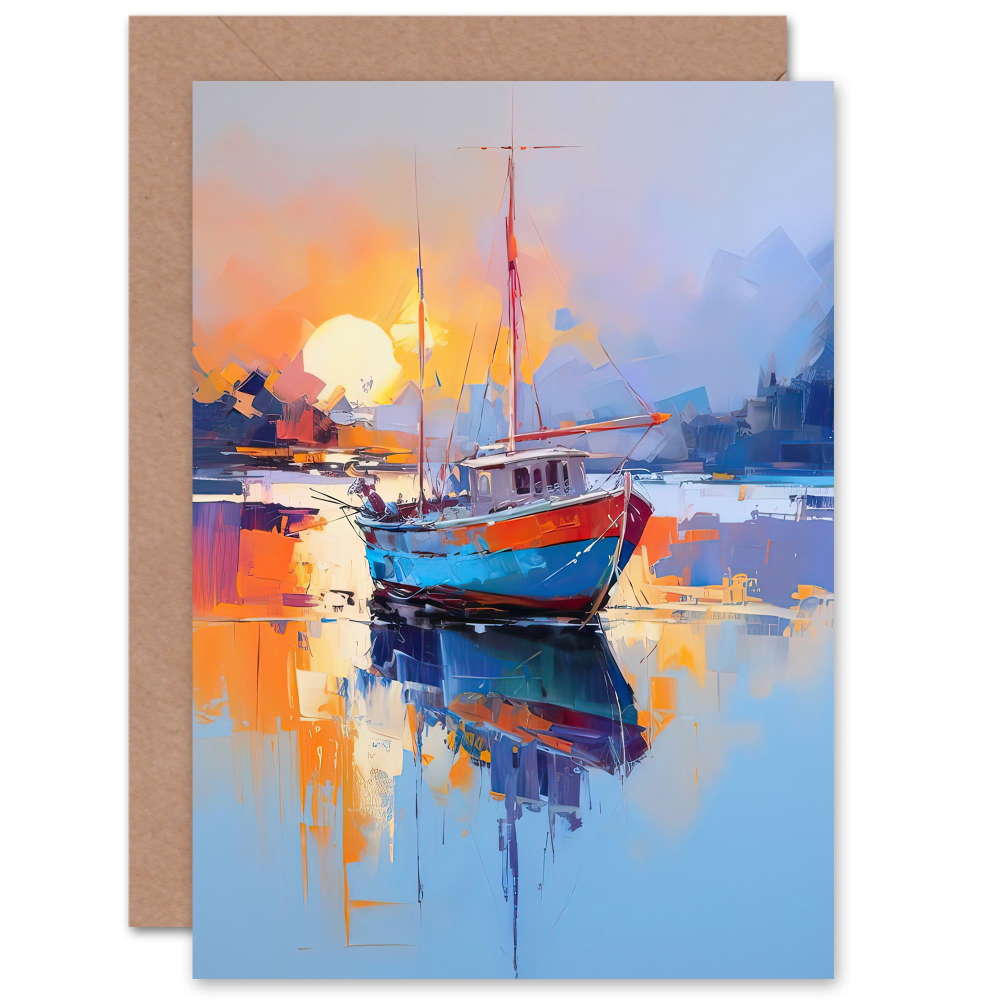 Fishing Boat in Tranquil Lake Oil Painting for Husband Him Dad Son ...