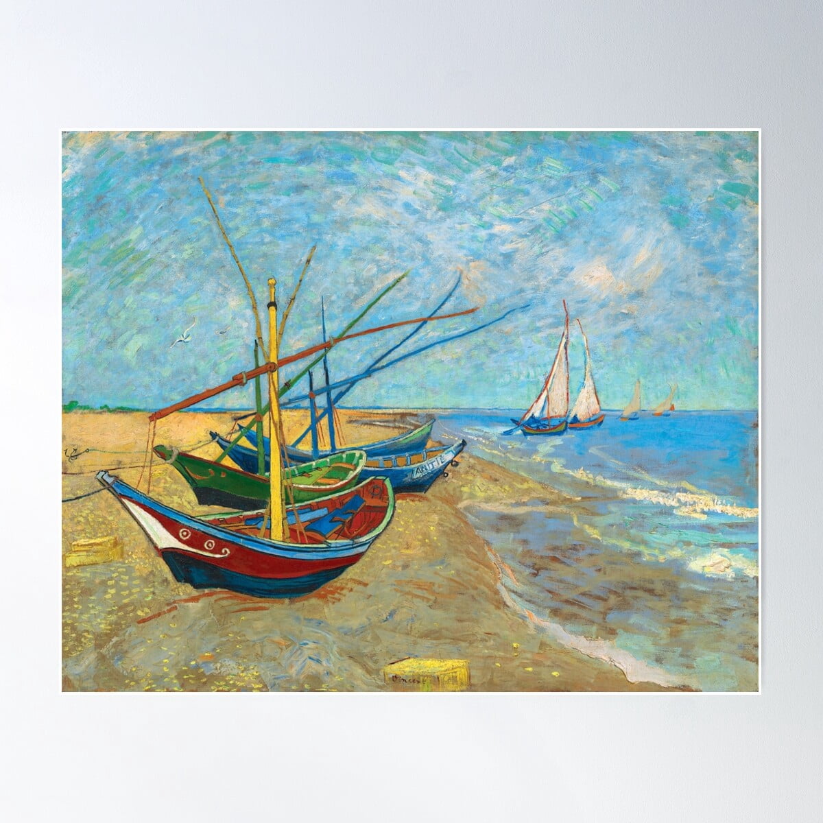Fishing Boats On The Beach By Vincent Van Gogh Poster Wall Art, Modern ...