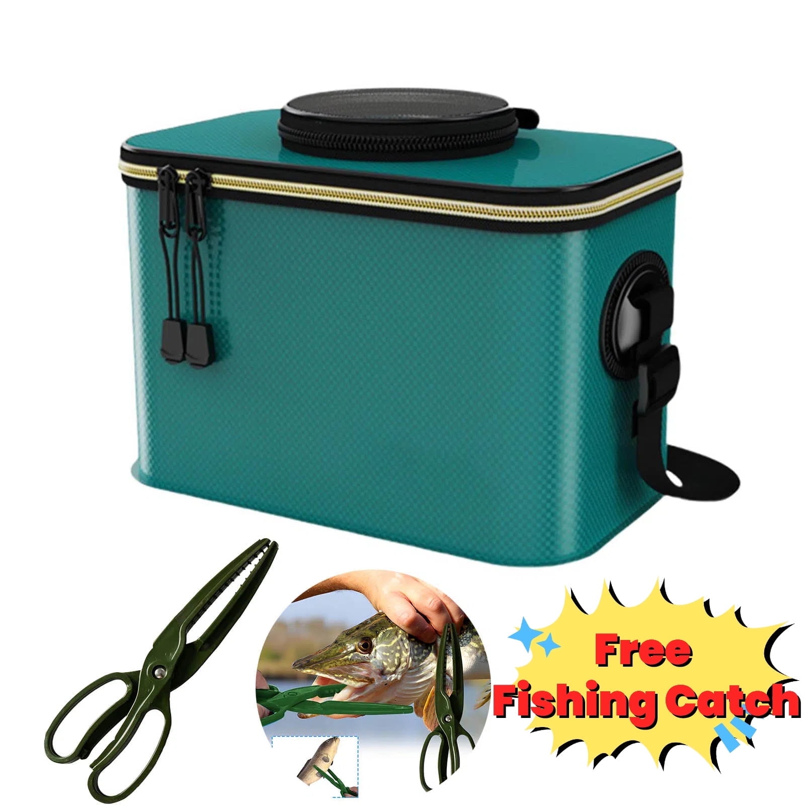 Fishing Bucket Foldable, Live Bait Bucket 10L with Breathable Skylight ...