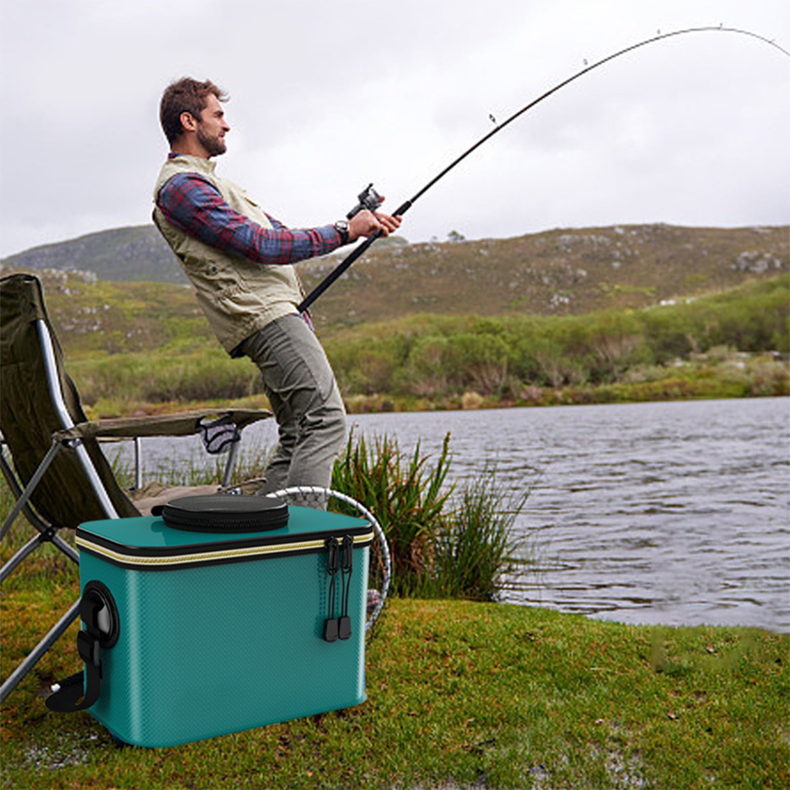 Fishing Bucket, Live Fish Bucket, Portable Foldable Fishing Bucket ...