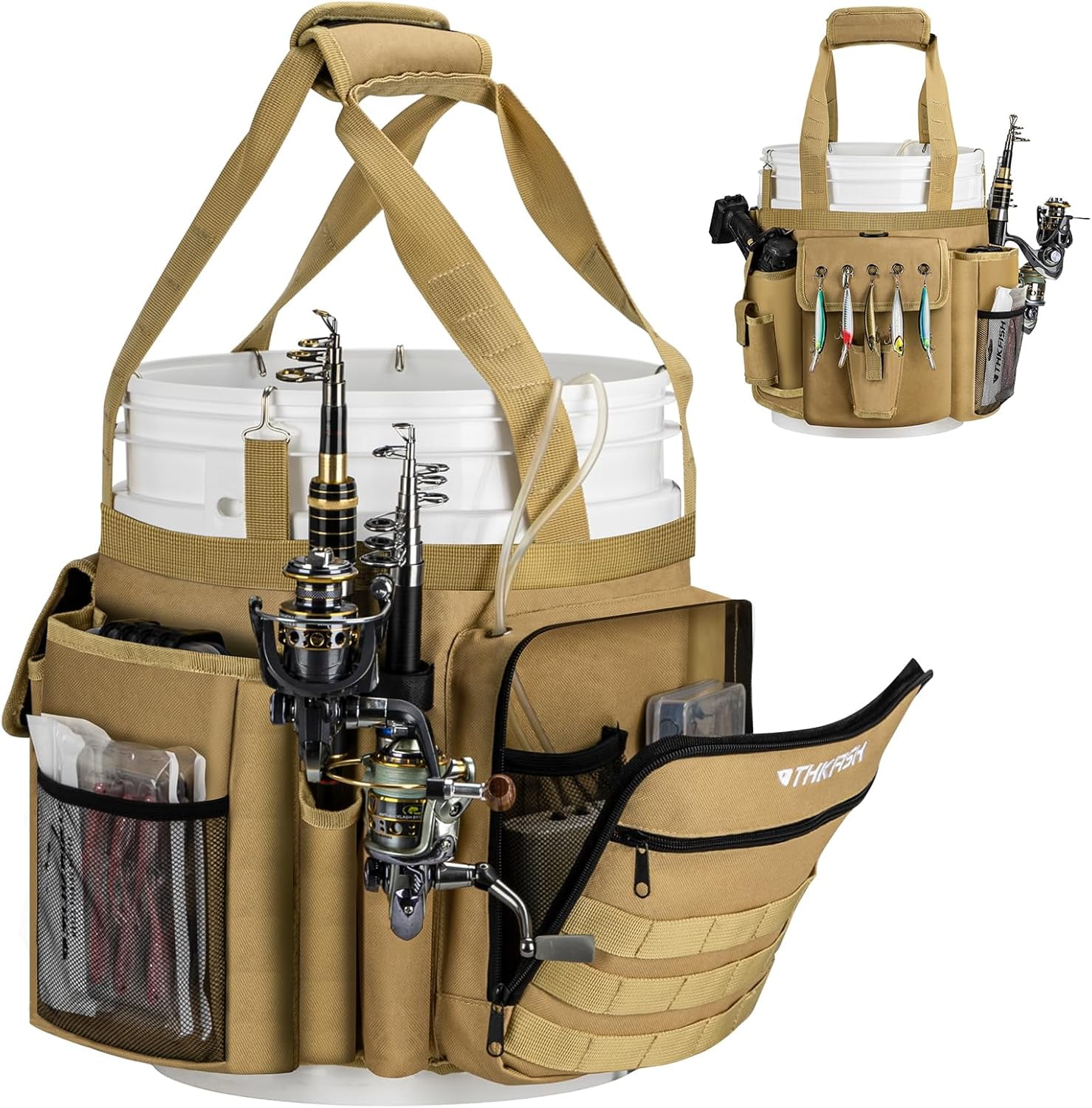 Fishing Bucket Organizer for 5 Gallon Bucket, Ice Fishing Bucket Bag ...
