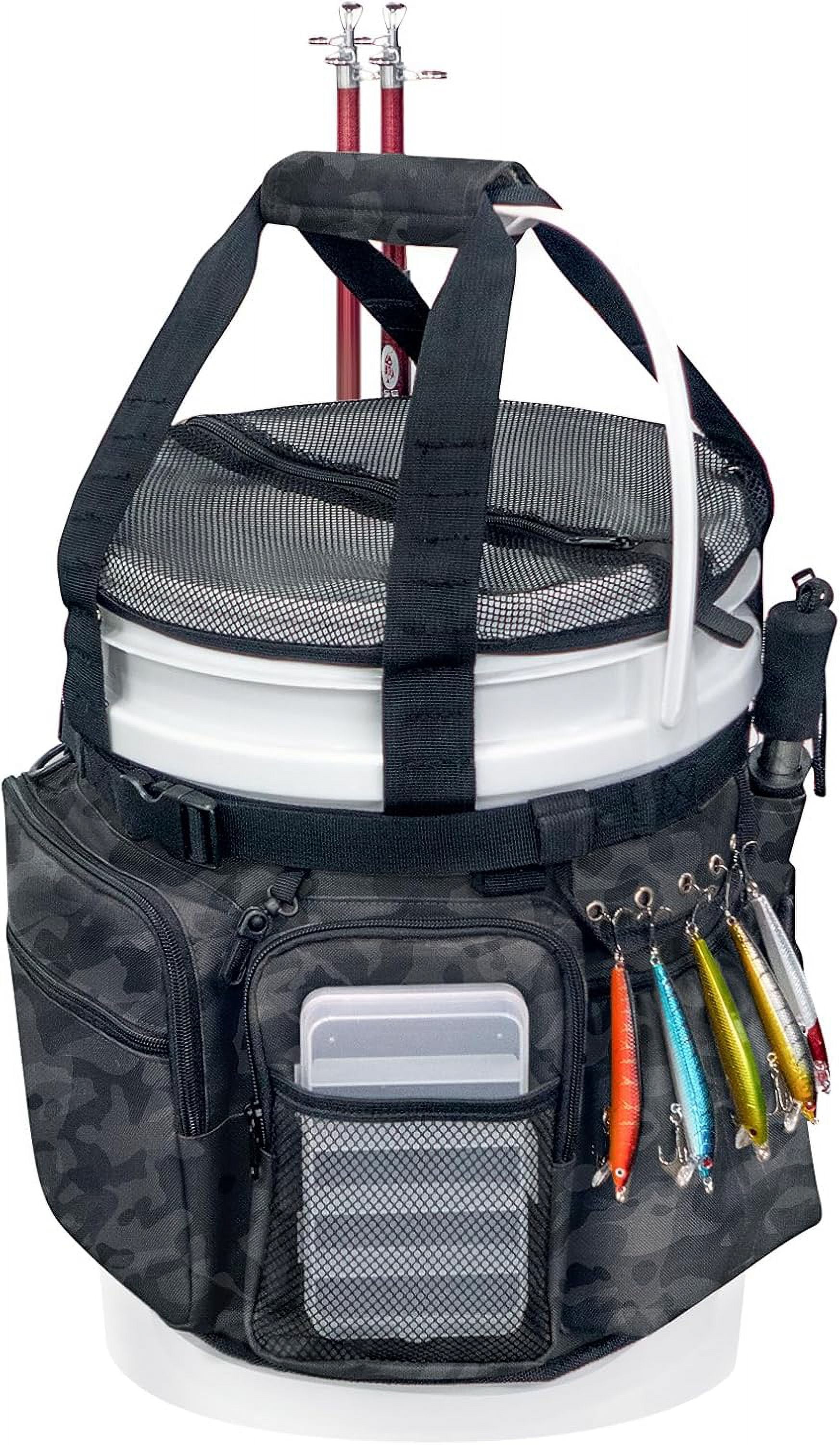 Fishing Bucket Organizer with Bucket Cover, Ice Fishing Tackle Bag with ...