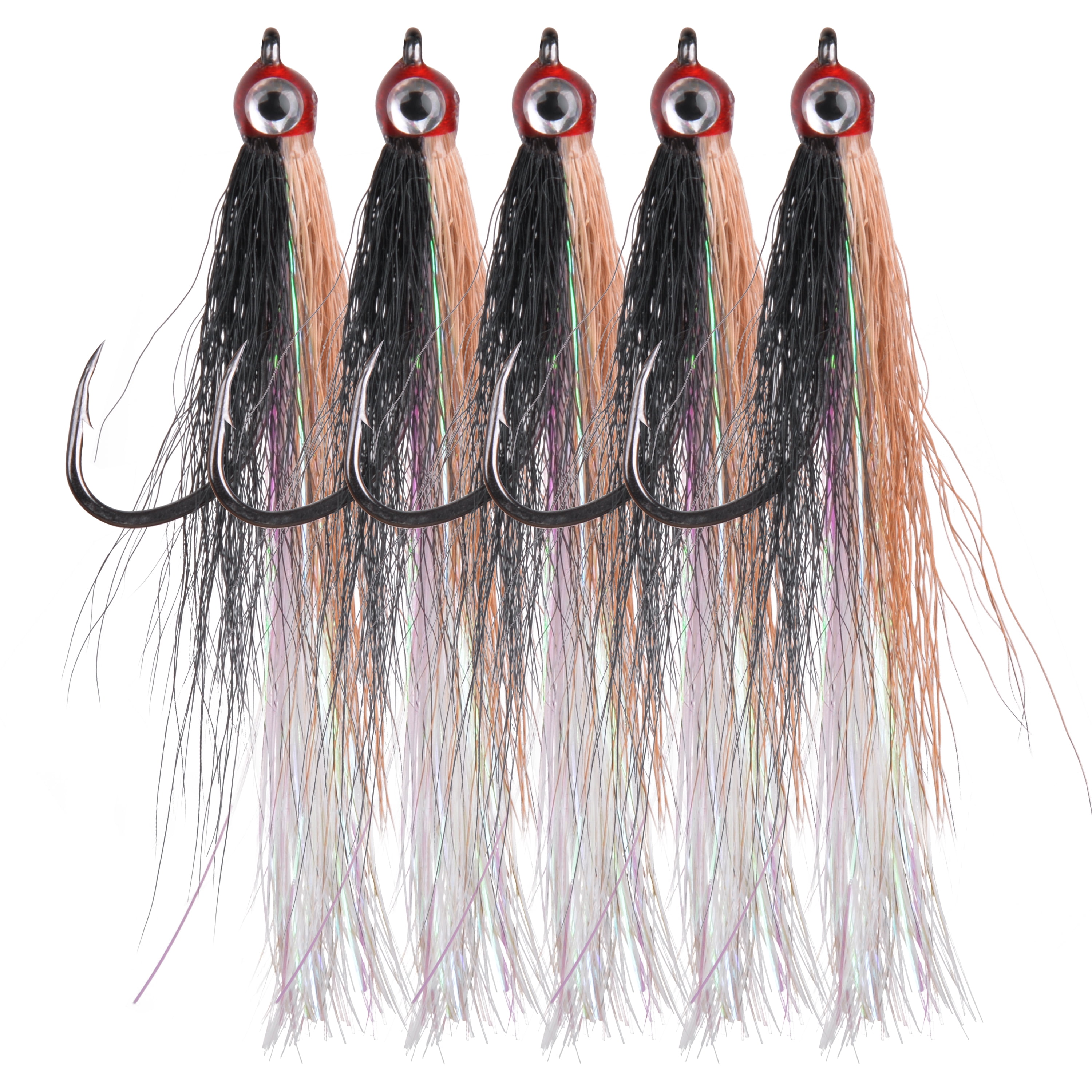 Fishing Bucktail Teaser Hooks,5pcs Saltwater Fishing Teaser Lures with ...