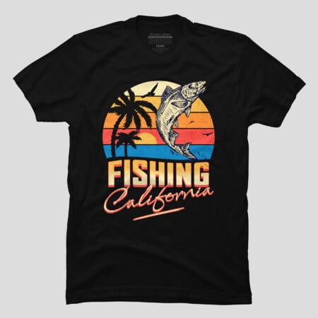 Fishing California Vintage Angler State Graphic T-shirt M2984111, Up to ...
