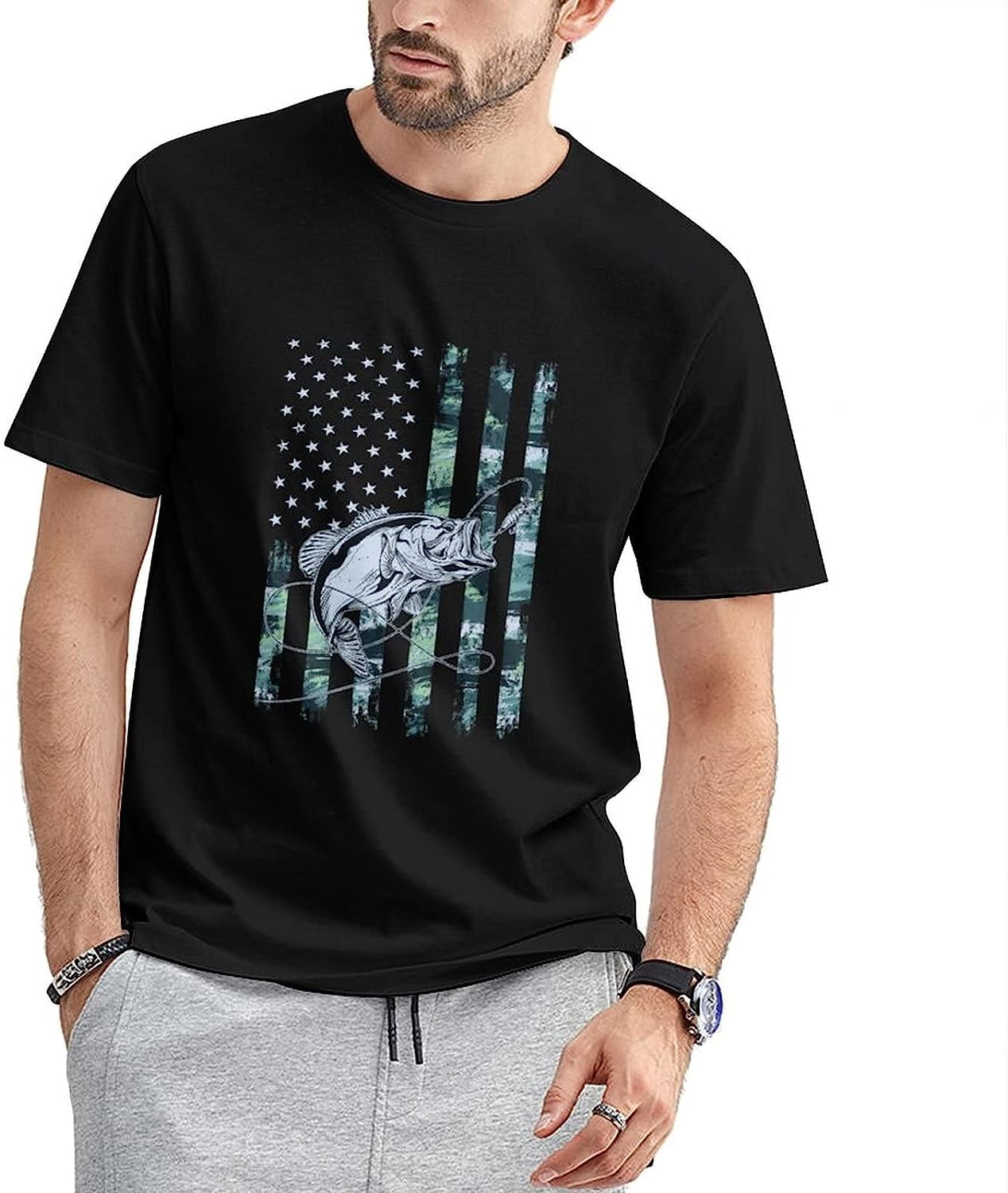 Fishing Camouflage T-Shirts Bass Fish Fisherman Shirts Short Sleeve ...