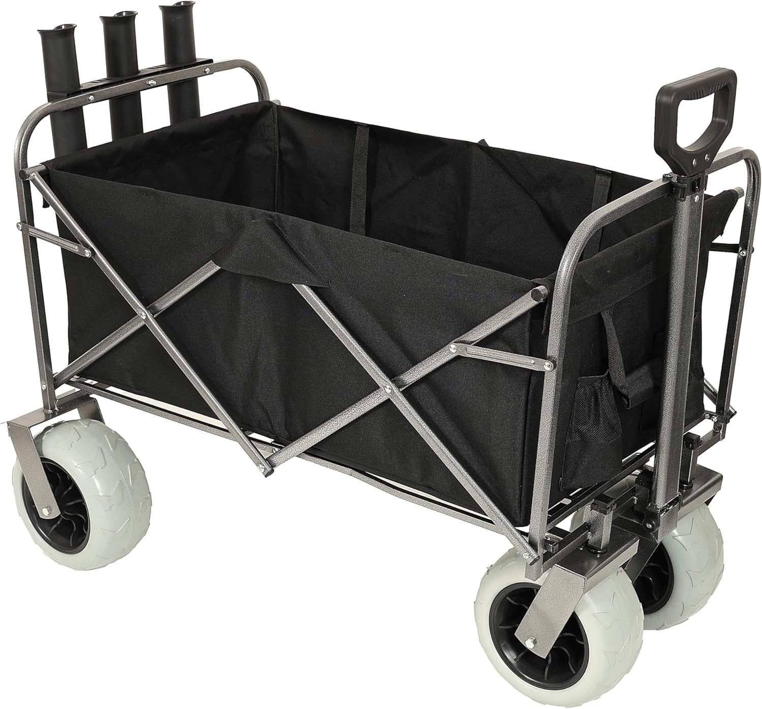 Fishing Cart with Rod Holders, 500lbs Collapsible Foldable Wagon Cart w ...