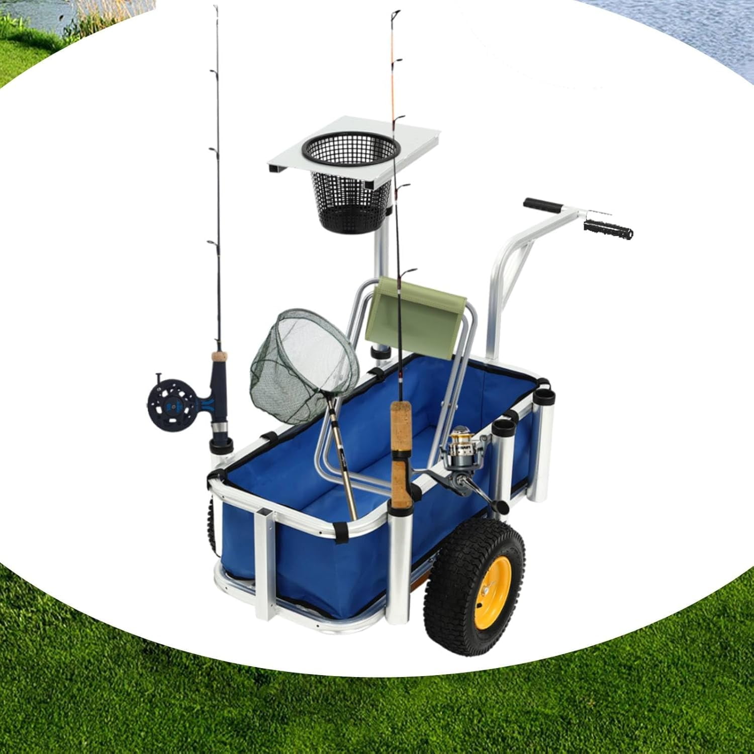 Fishing Cart with Tires and Front Wheel, 176.4LBS Fish and Marine Carts ...