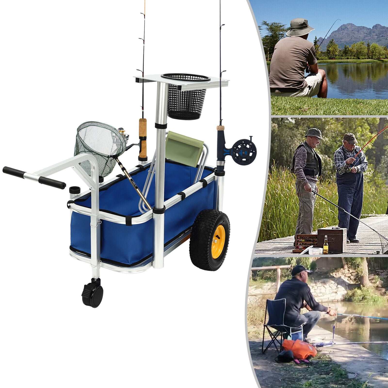 Fishing Cart Trolley Beach Cart Beach Wagon Cart Collapsible wIith ...