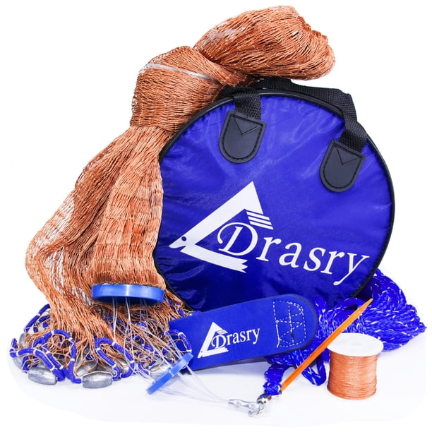 Fishing Cast Net 1/2in Mesh Radius 4ft Bait Trap Heavy Sinkers Fish ...