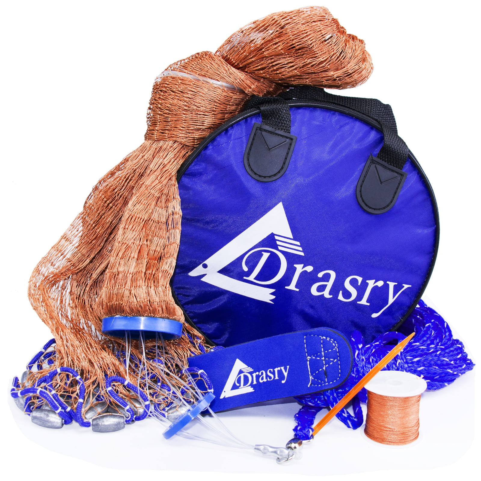 Fishing Cast Net 1/2in Mesh Radius 5ft Bait Trap Heavy Sinkers Fish ...