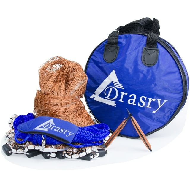 Drasry 6ft Heavy Duty Fishing Cast Net with 3/8 Mesh, Tire Line, and ...