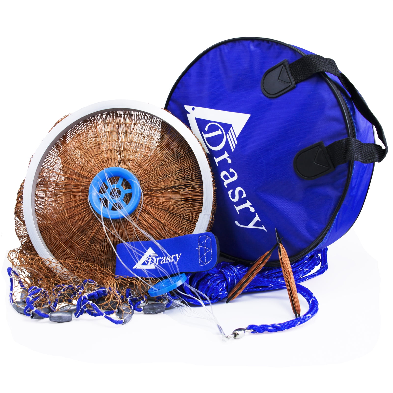 Drasry Easy Fishing Cast Net with Aluminum Frisbee, 4FT Heavy Sinker ...