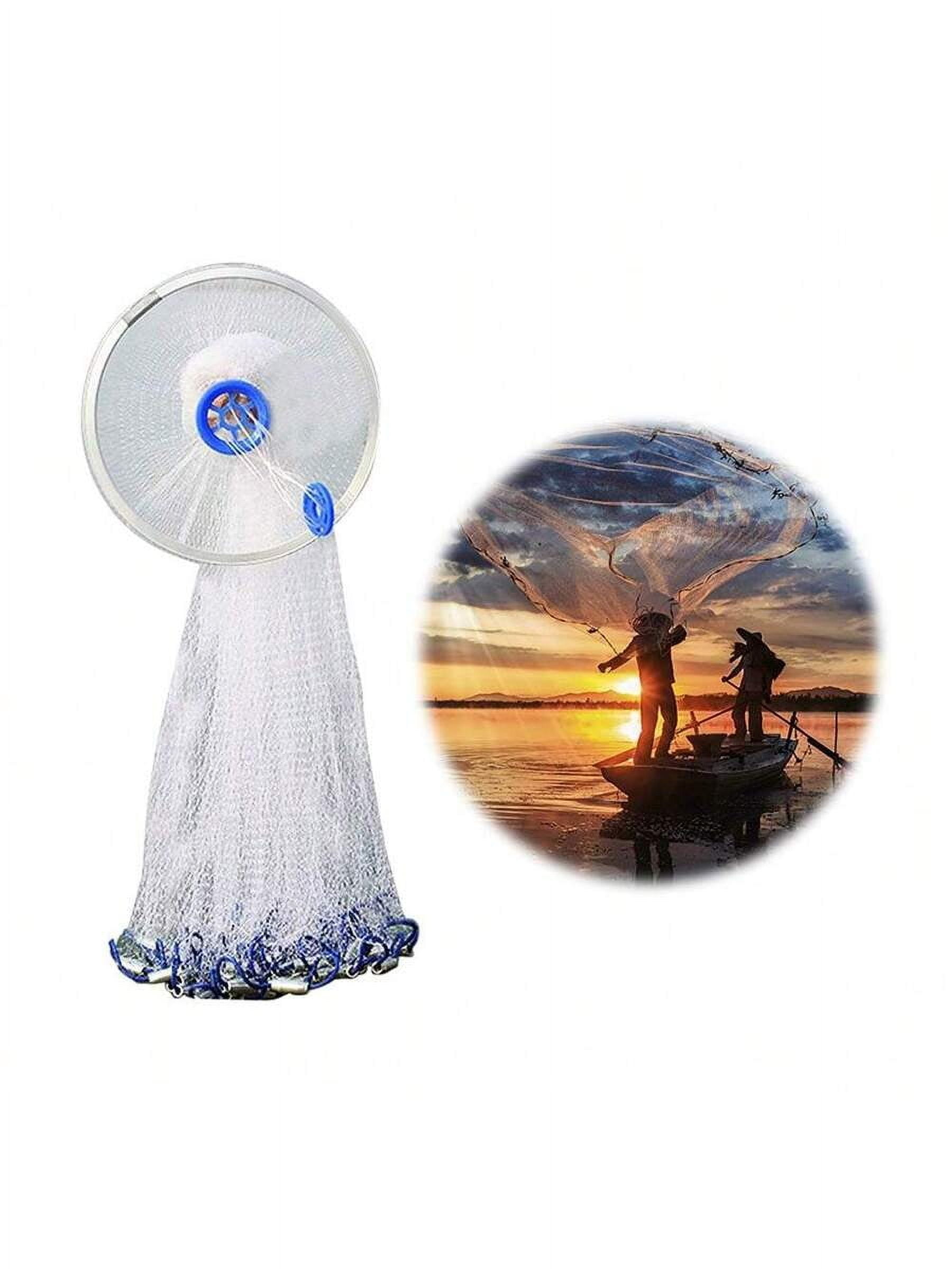 Fishing Cast Net With Aluminum Ring Saltwater Freshwater Bait Shrimp ...