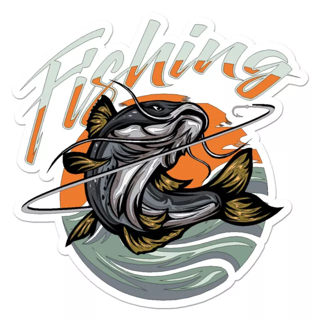 Fishing Cat Fish Hook Sticker Phone Decal Water Bottle Stickers Car ...