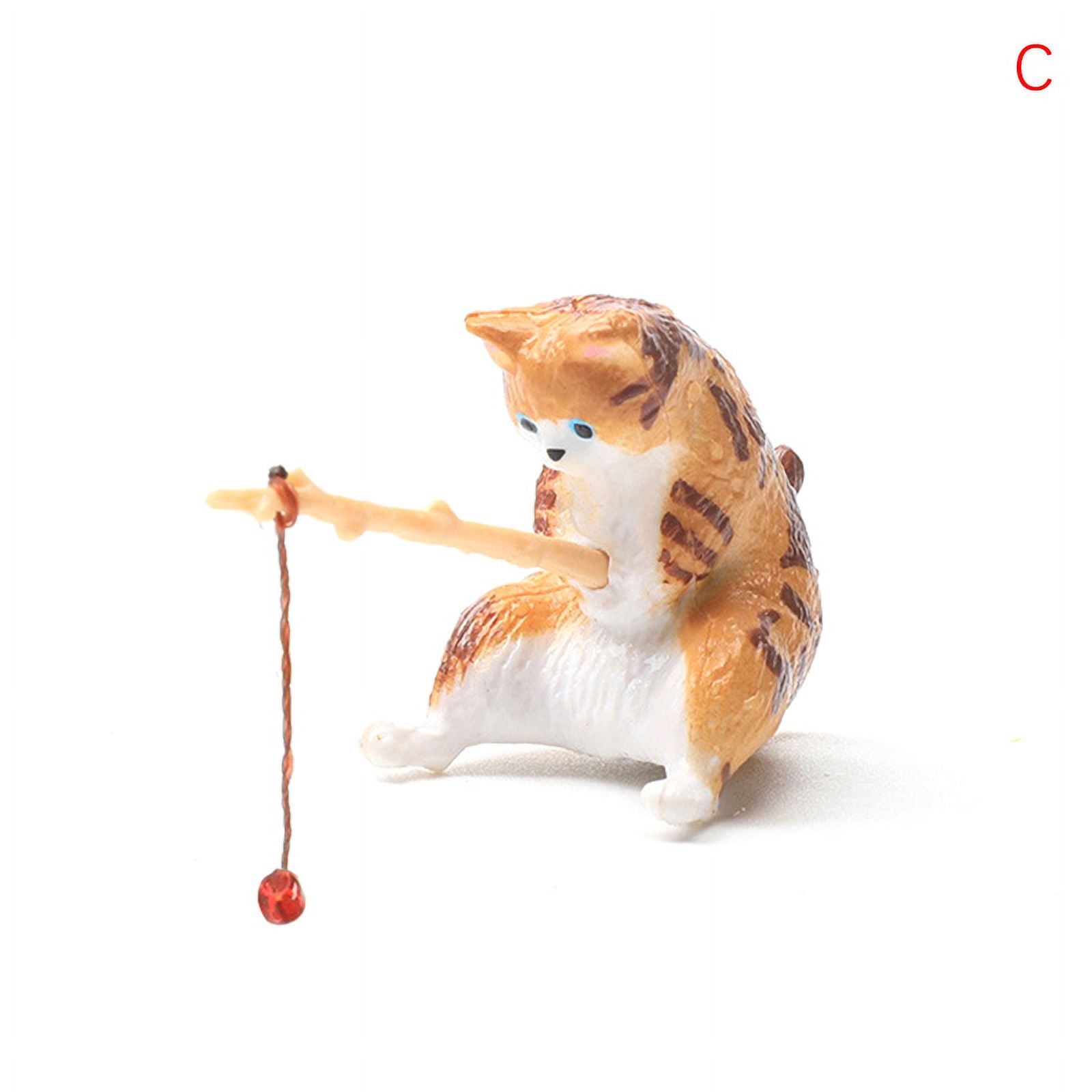 Fishing Cat Ornaments Aquarium Decoration Fish Landscaping Cartoon Cat ...