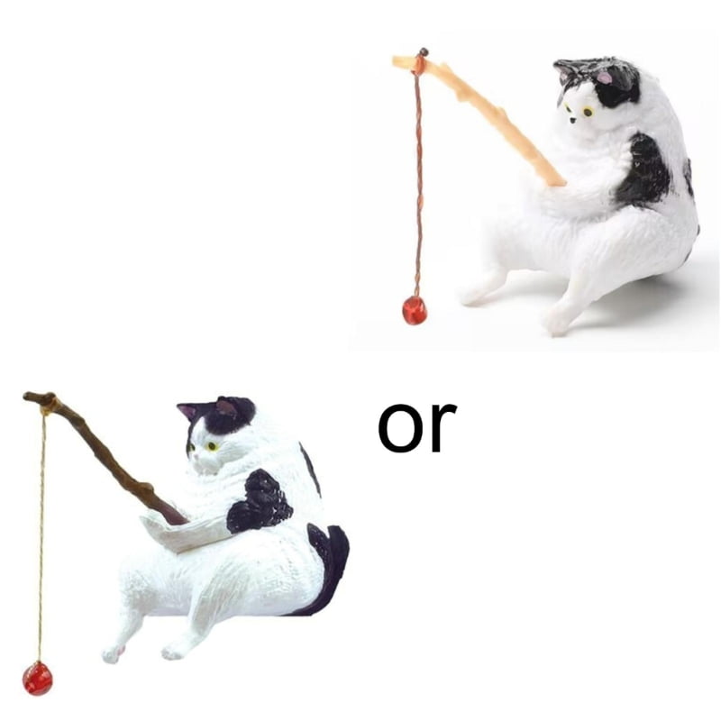 Fishing Cat Ornaments Aquarium Decoration Fish Landscaping Cartoon Cat ...