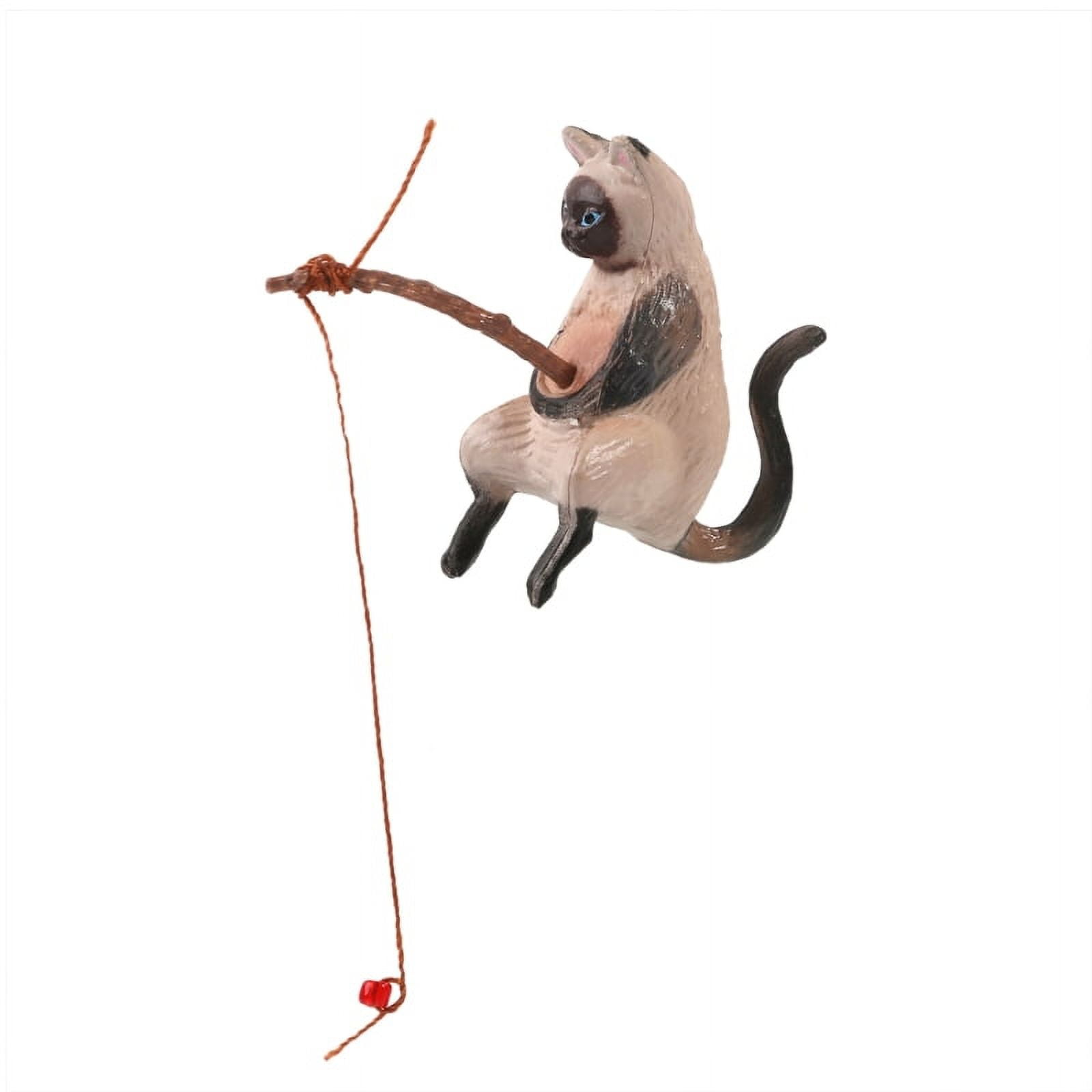 Fishing Cat Statue Fishtank Decoration Aquariums Cute Cat Landscaping ...