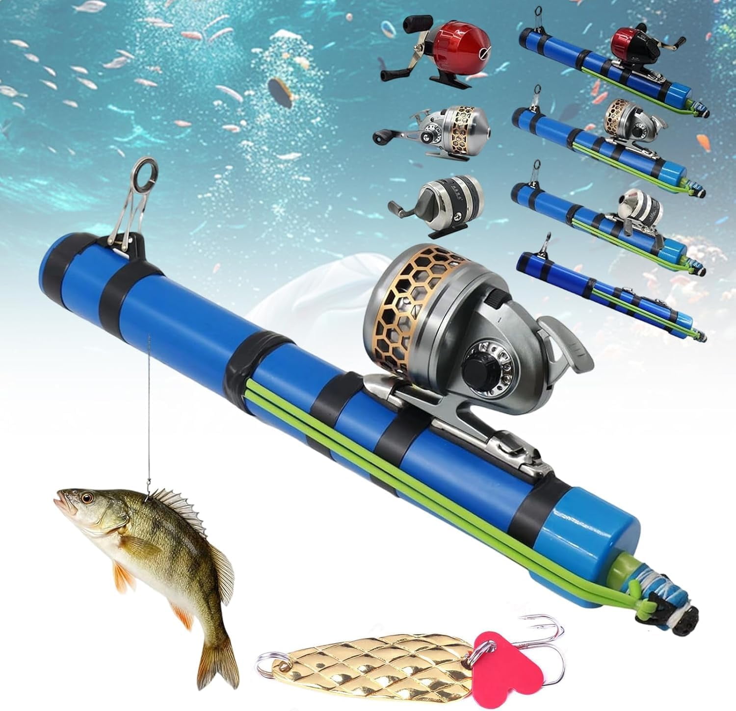 Fishing Catapult Rod with Adjustable Latex Tube, Portable Bait Casting ...
