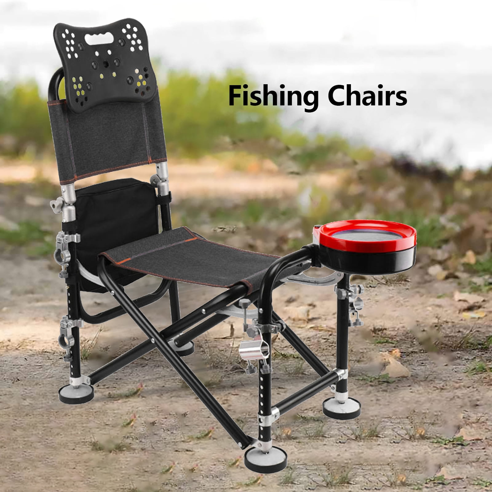 Fishing Chair with Backrest Rod Holder Folding Fishing Deck Chair ...