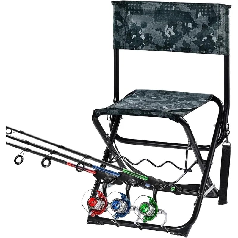 Fishing Chairs with Rod Holder Outdoor Folding Fishing Stool for Adults ...