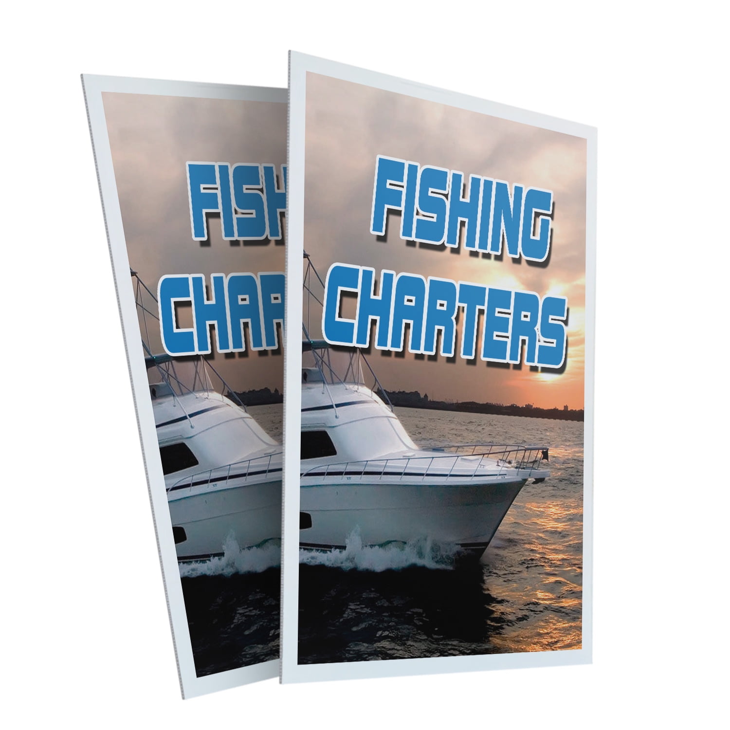 Fishing Charters (2-PACK) 24" x 36" Plastic Signs | Sign Insert 4mm ...