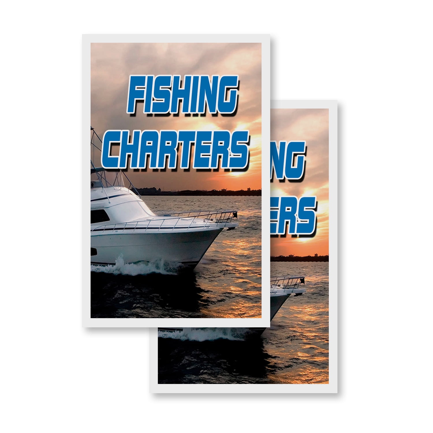 Fishing Charters (2-PACK) 24" x 36" Vinyl Decals | Sign Insert Peel ...
