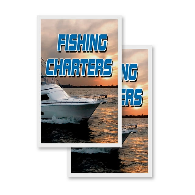 Fishing Charters (2-PACK) 24" x 36" Vinyl Decals | Sign Insert Peel ...