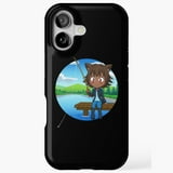 Fishing Chibi Cat Girl Circle Funny Cute Design iPhone Tough Case 11 12 ...