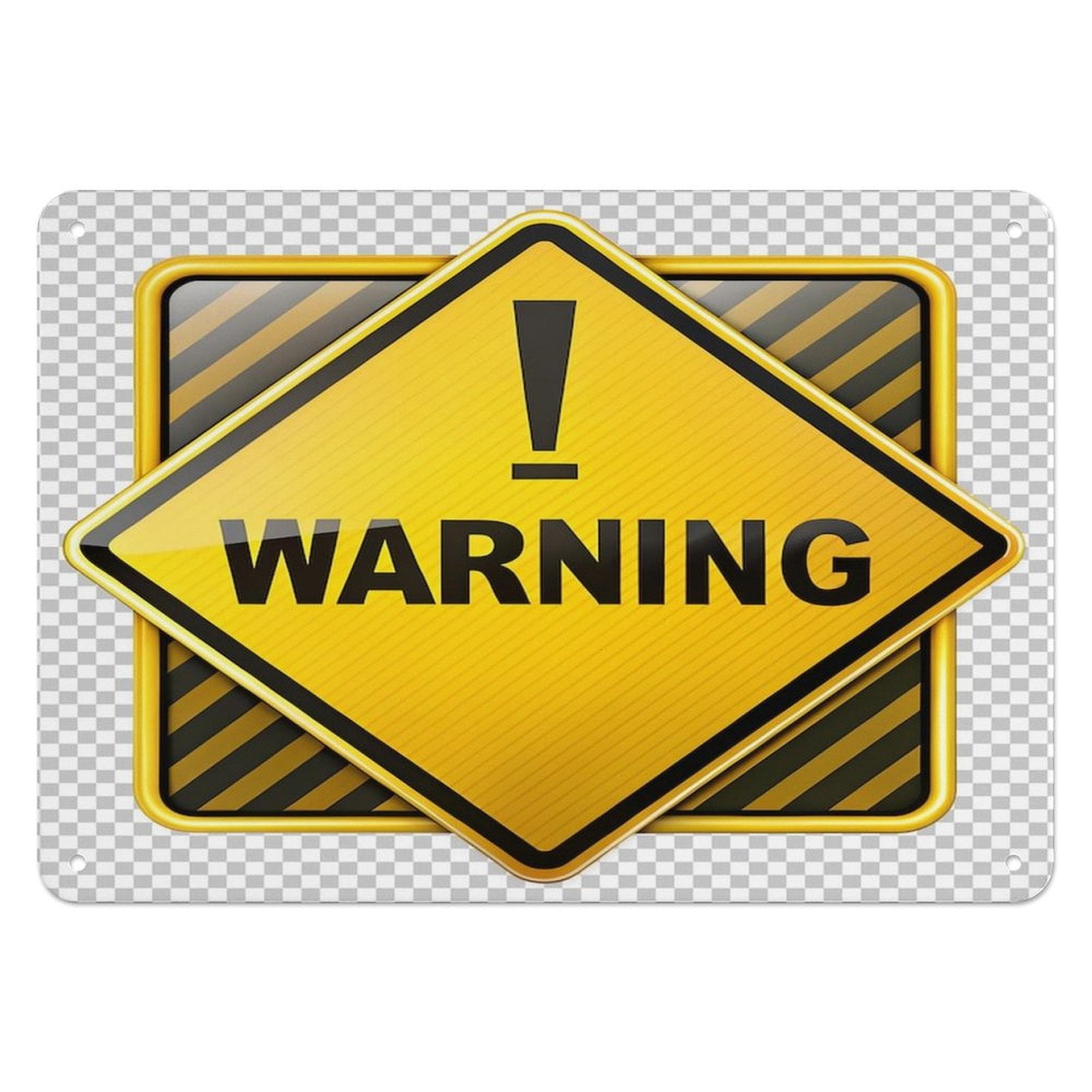 Diamond - Shaped Warning Sign with Emphatic "WARNING" Text Metal Tin ...