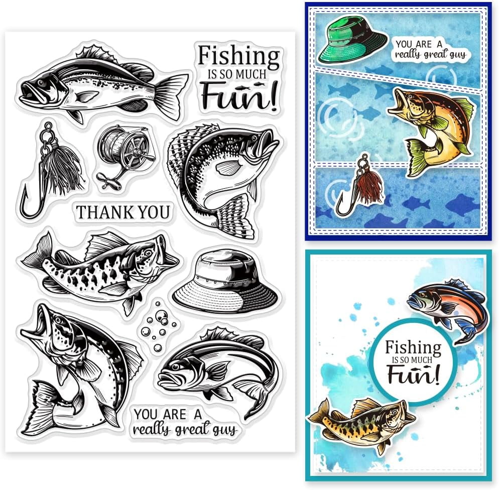 Fishing Clear Stamps for Cards Making Fishhook Clear Stamp Seals ...