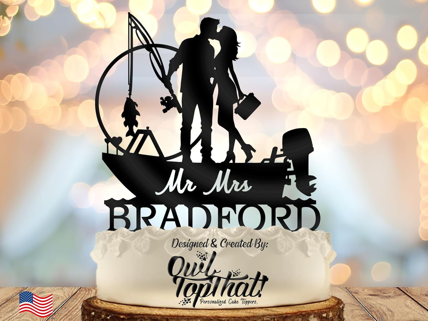 Fishing Couple Wedding Cake Topper Outdoor Weddings Adventure Hunting ...