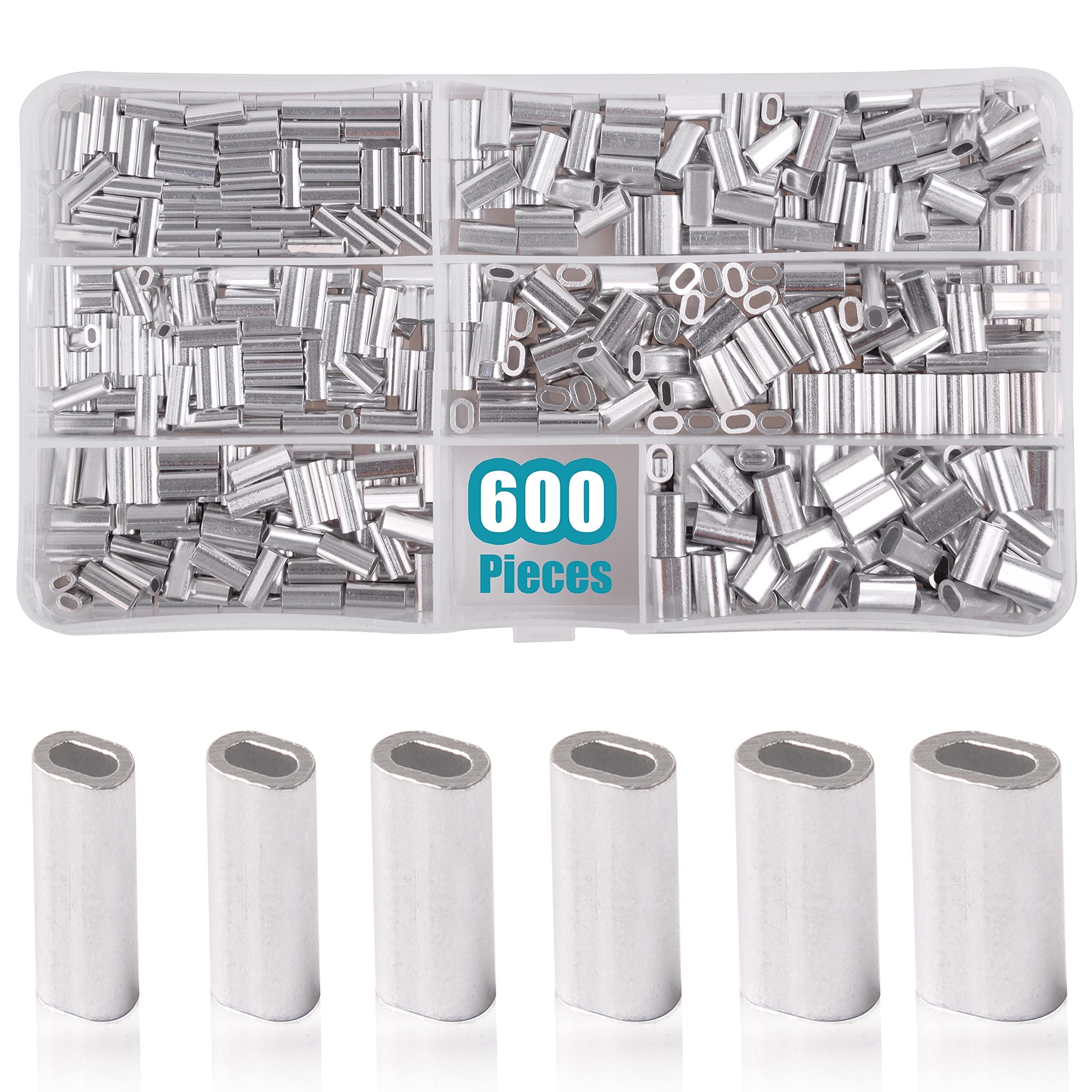 Fishing Crimp Sleeves Kit, 600pcs Single Barrel Crimp Sleeves ...