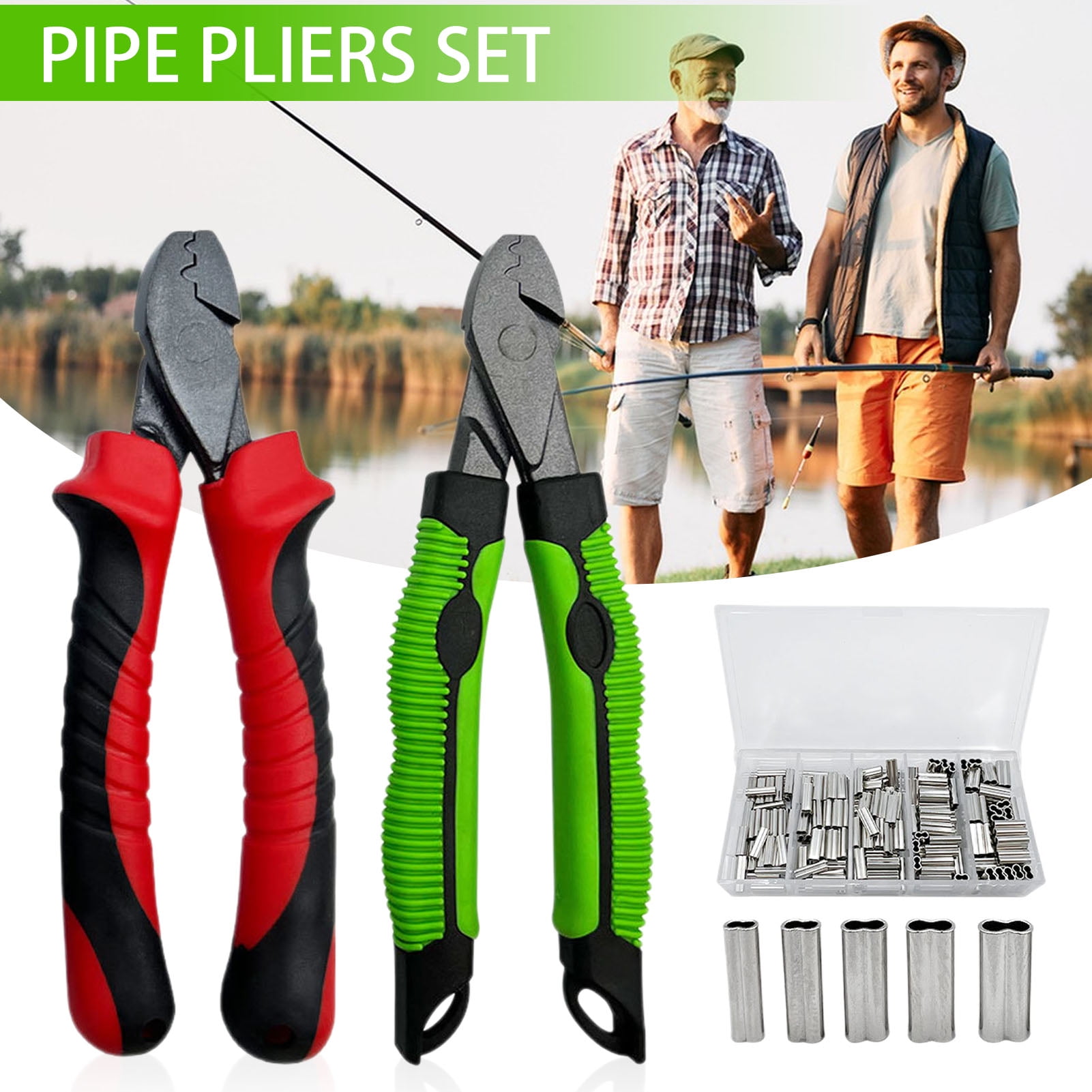 Fishing Crimping Pliers with 250 Crimp Sleeves Anti-slip Ergonomic ...