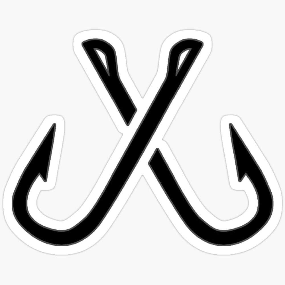 Fishing - Cross Hooks Sticker Phone Decal Water Bottle Stickers Car ...
