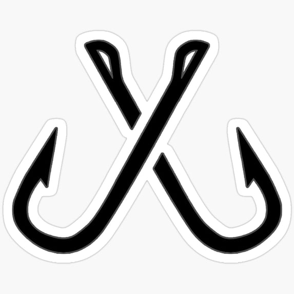 Fishing - Cross Hooks Sticker Phone Decal Water Bottle Stickers Car ...