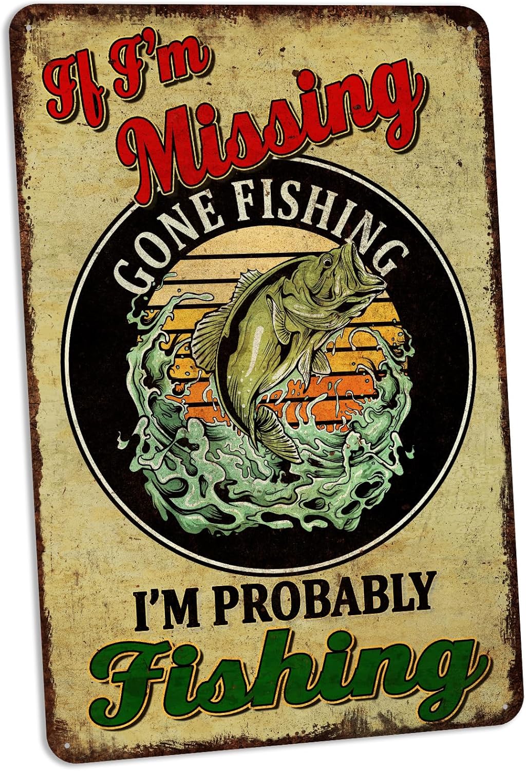 Fishing Décor For Cabin If I'm Missing I'm Fishing Sign Man Cave Décor ...