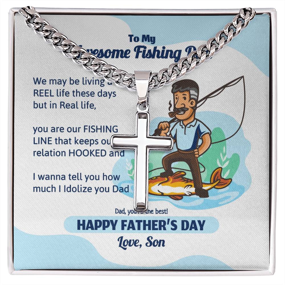 Fishing Dad Fathers Day Gift from Son with Message Box - Cuban Link ...