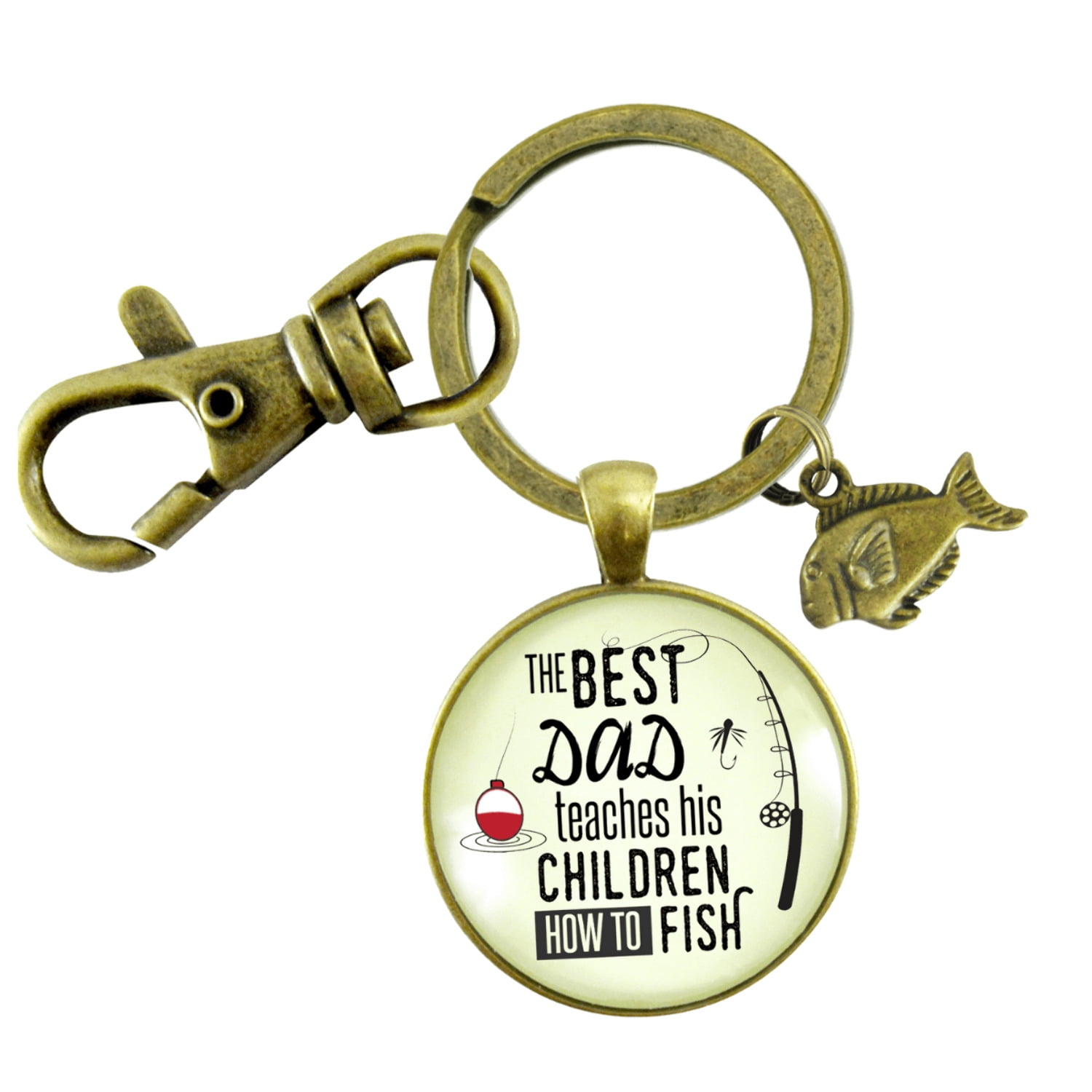 Fishing Dad Gutsy Goodness Bronze Keychain Best Dad Teaches His ...