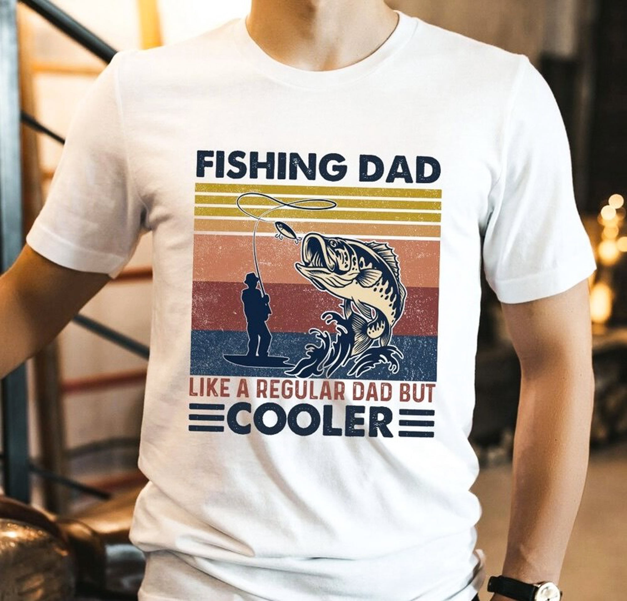 Fishing Dad Like A Regular Dad But Cooler Tee Shirt, Retail Fit Tee ...
