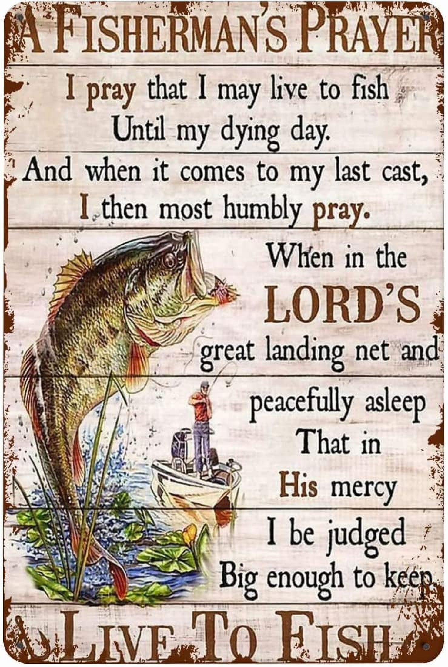 Fishing Decor A Fishermans Prayer Live to Fish Vintage Metal Tin Sign ...