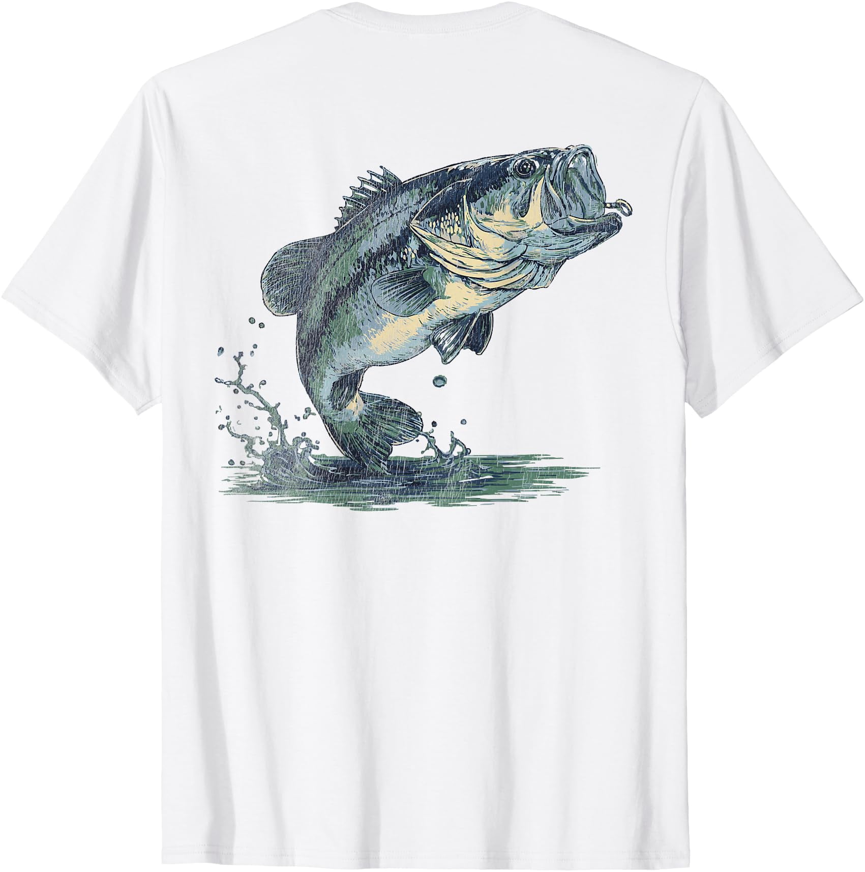 Fishing Distressed Bass Fish On Back T-Shirt - Walmart.com