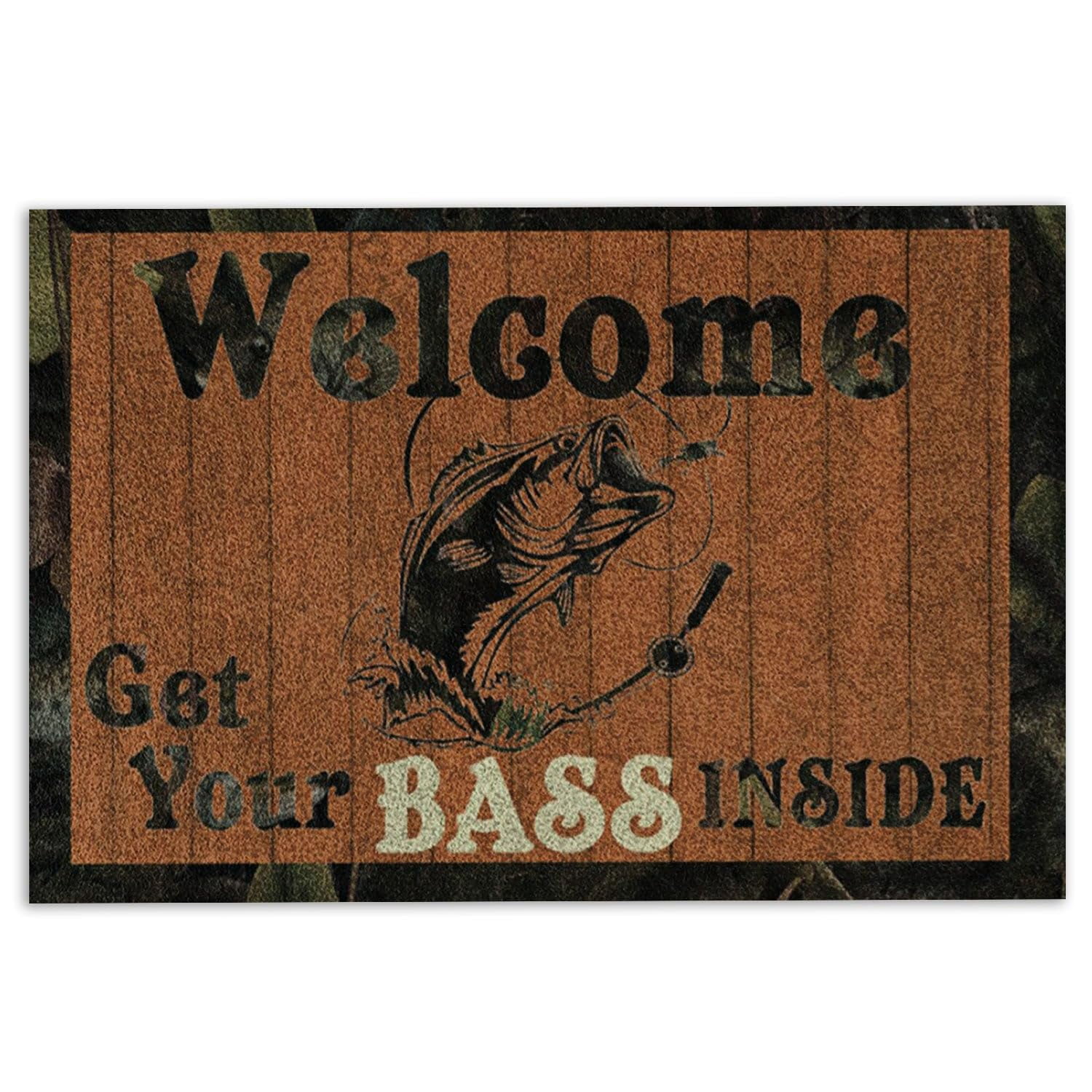 Fishing Door Mat Fishing Welcome Get Your Bass Inside Fisherman ...