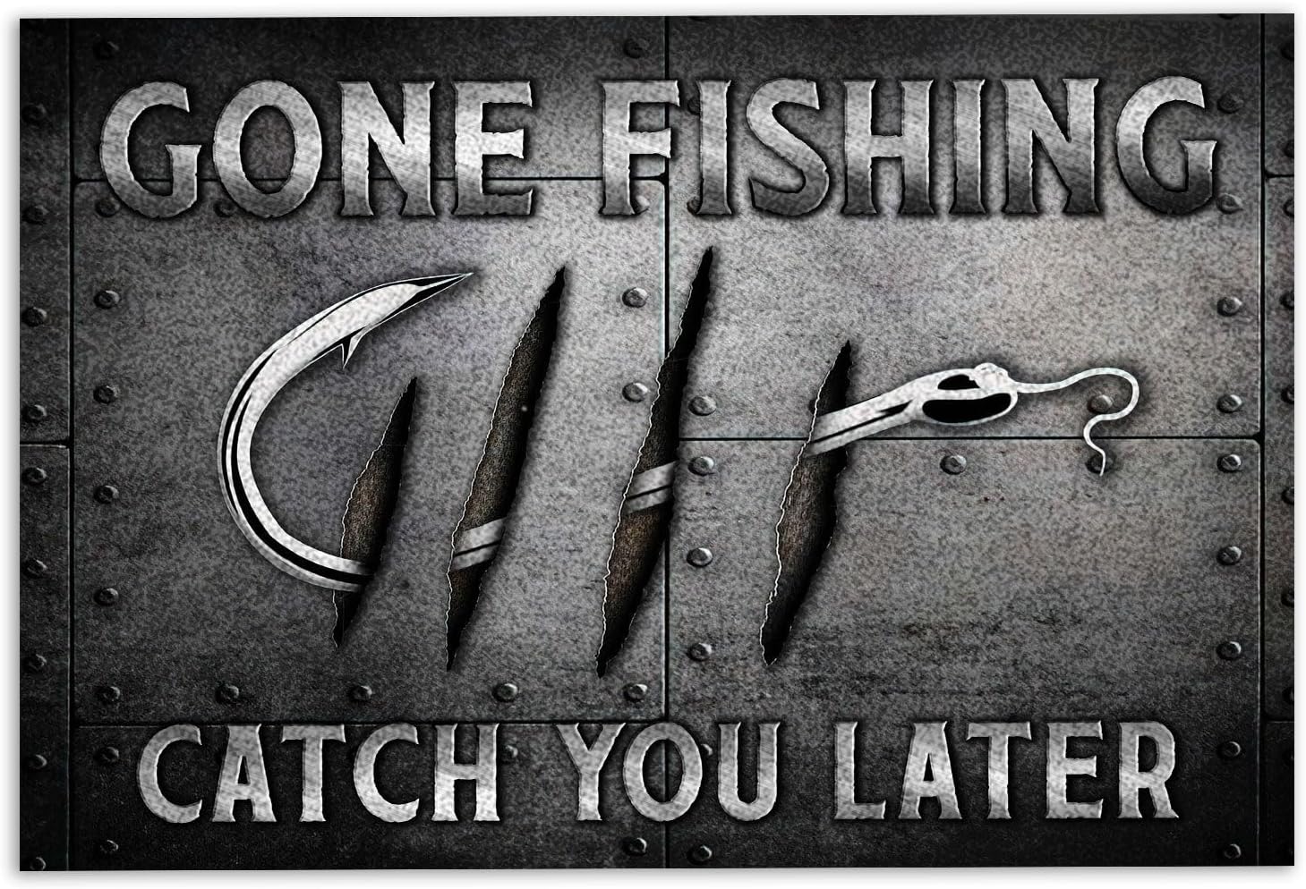 Fishing Door Mat Gone Fishing Catch You Later Fishing Hook Fisherman ...