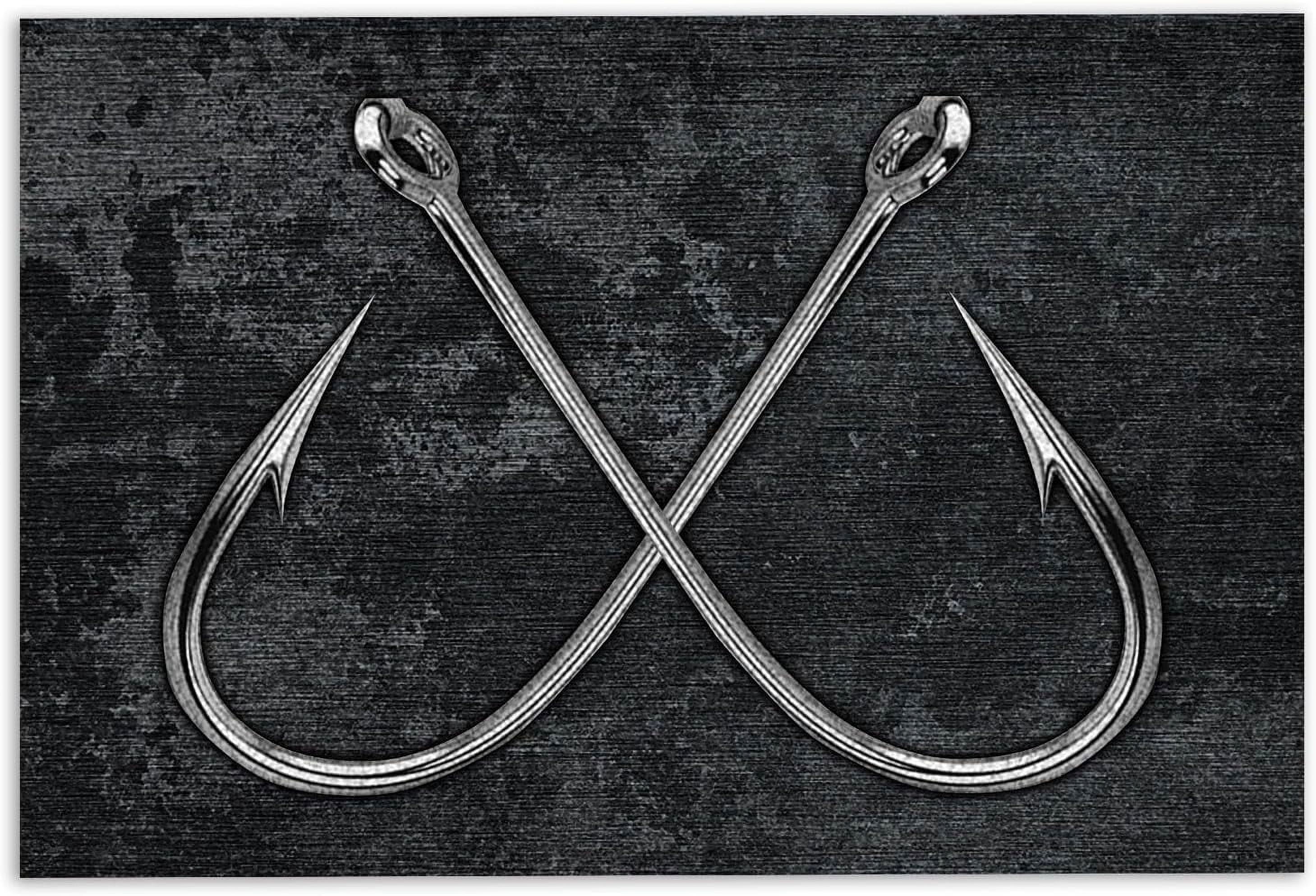 Fishing Door Mat Two Fishing Hook Fish Fisherman Gift Black Printed ...