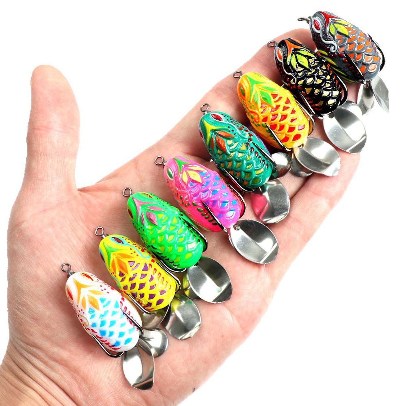 Fishing Double Propeller Legs Frogs Lures Baits Plastic Hard Single ...