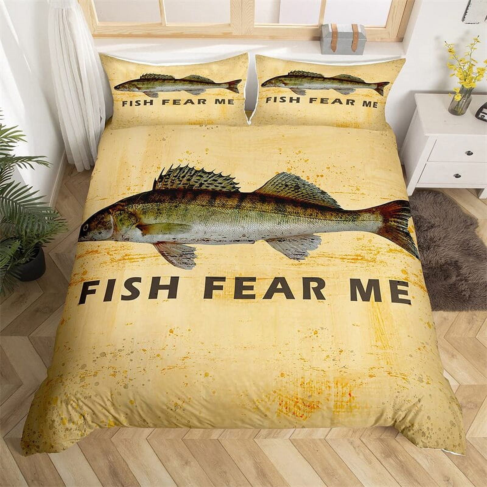 Fishing Duvet Cover Set Rustic Fisherman Comforter Cover Microfiber ...