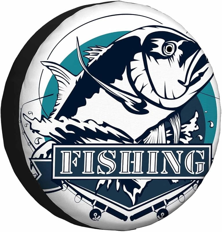 Fishing Emblem Spare Tire Cover Bone Fish Logo in Blue Colours Lure ...